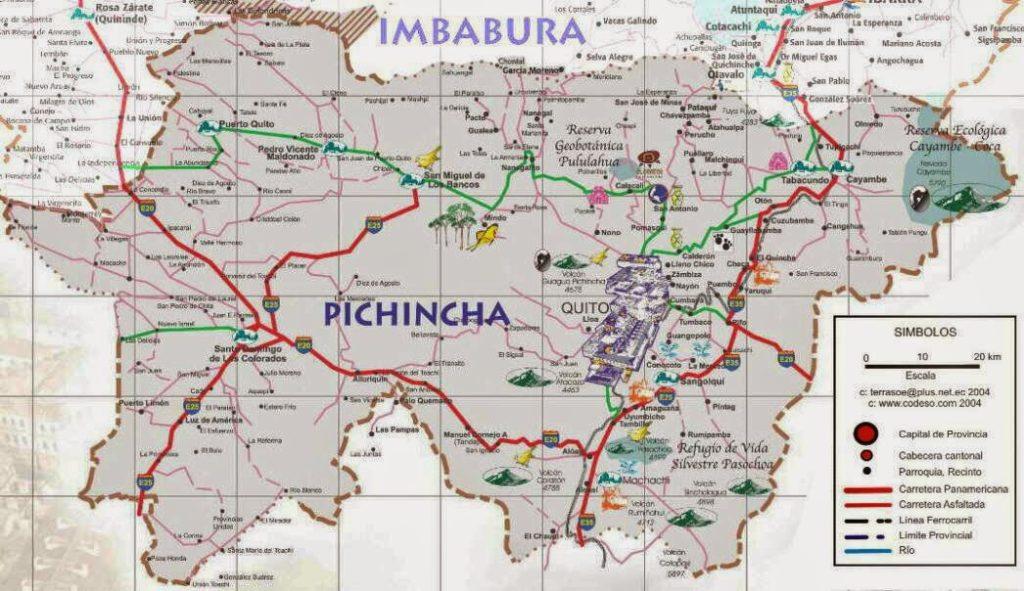 Mapa de la provincia de Pichincha