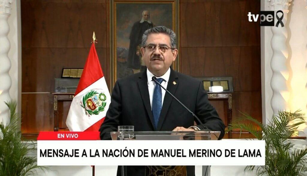 Manuel Merino renuncia a la Presidencia del Perú