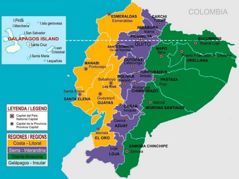 Mapa del Ecuador y sus regiones 【 Mapa Actualizado